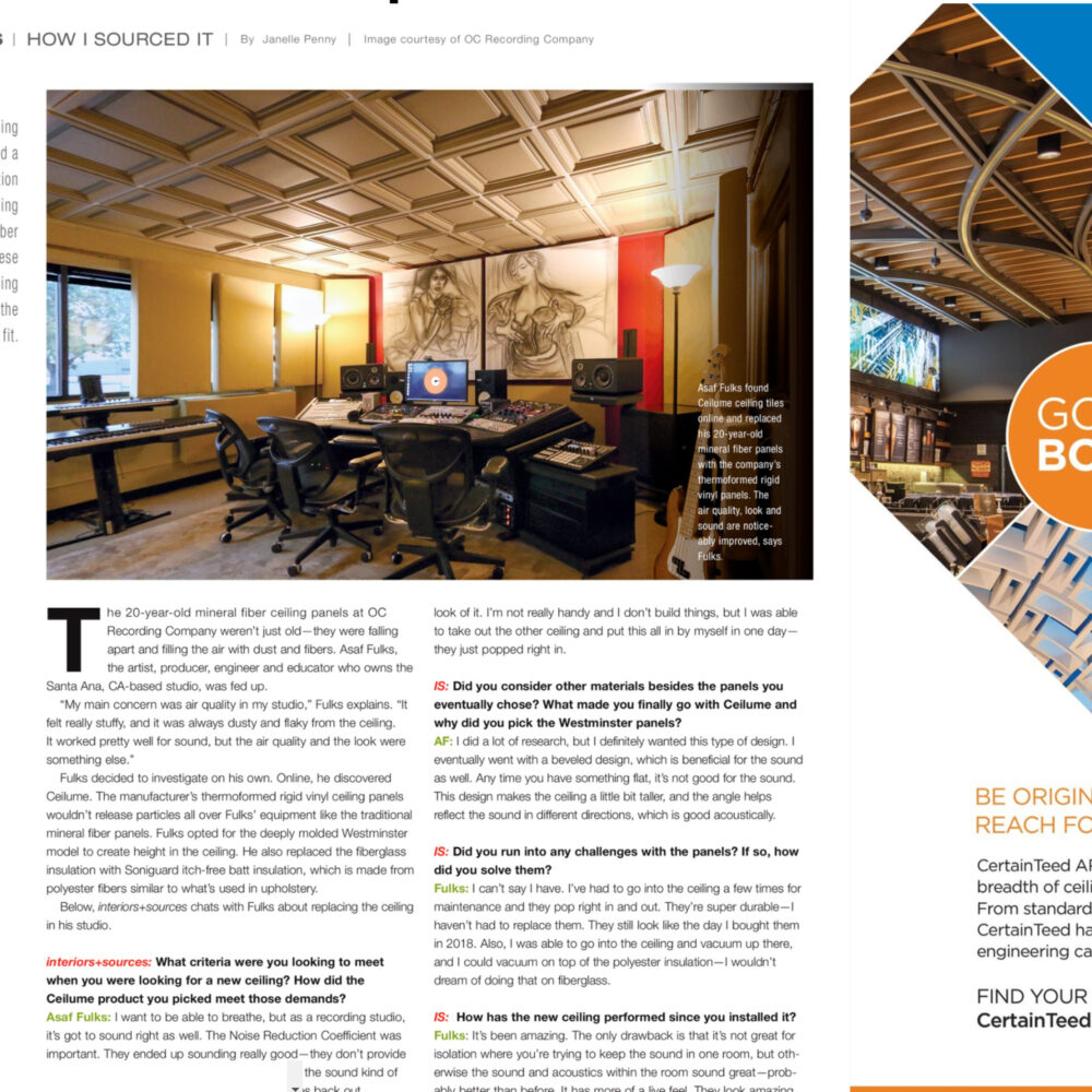 Our new article in Interiors + Sources Magazine! - The OC Recording ...